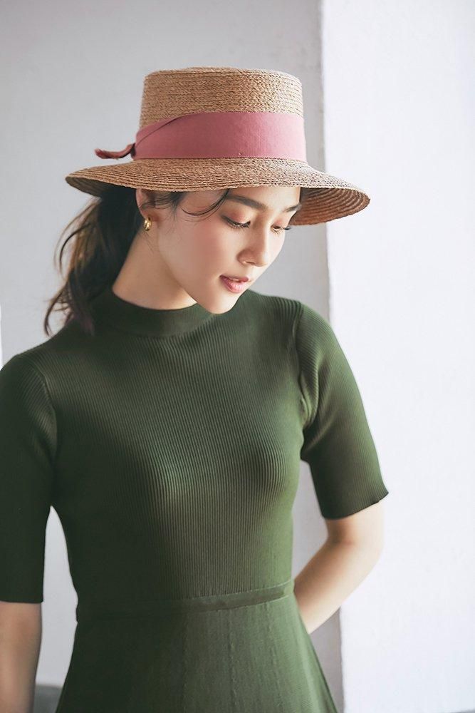 再入荷】バックパールニットワンピース(カーキ) - seventen 再入荷】バックパールニットワンピース(カーキ) - seventen