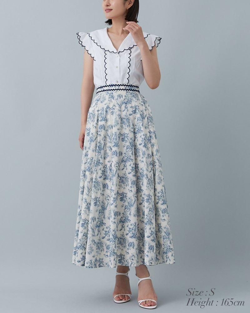 再入荷】オープンネックスカラップブラウス(ダンガリー) - seventen 再入荷】オープンネックスカラップブラウス(ダンガリー) - seventen