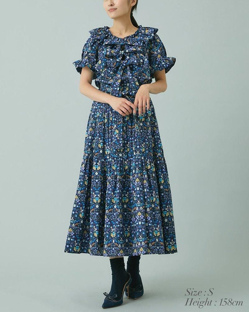 クーポン対象】【30%off】プリーツタックスカート(ブルー クーポン対象】【30%off】プリーツタックスカート(ブルー