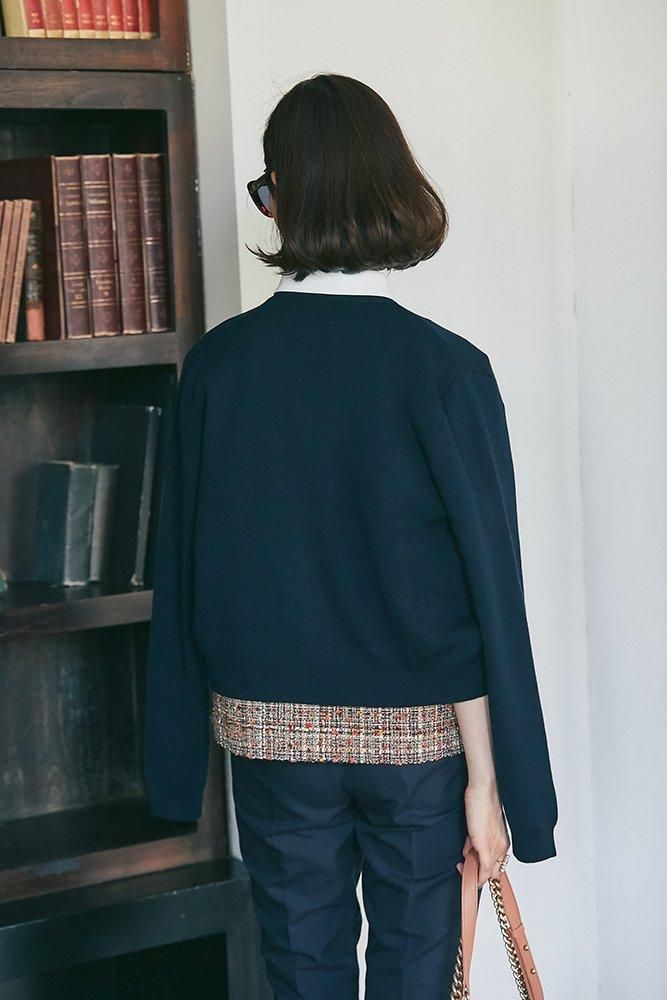 ワンポイント刺繍カーディガン(ネイビー) - seventen ワンポイント刺繍カーディガン(ネイビー) - seventen