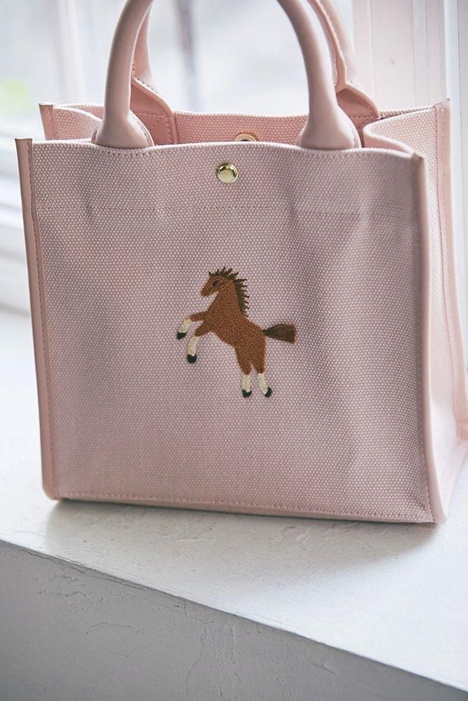 再入荷】ワンポイント刺繍トートバッグ(ピンク/ミニ) - seventen 再入荷】ワンポイント刺繍トートバッグ(ピンク/ミニ) - seventen