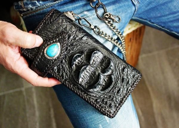 クロコダイル 長財布 クラウンホーンバック・ブラック/コンチョ クロコダイル 長財布 クラウンホーンバック・ブラック/コンチョ