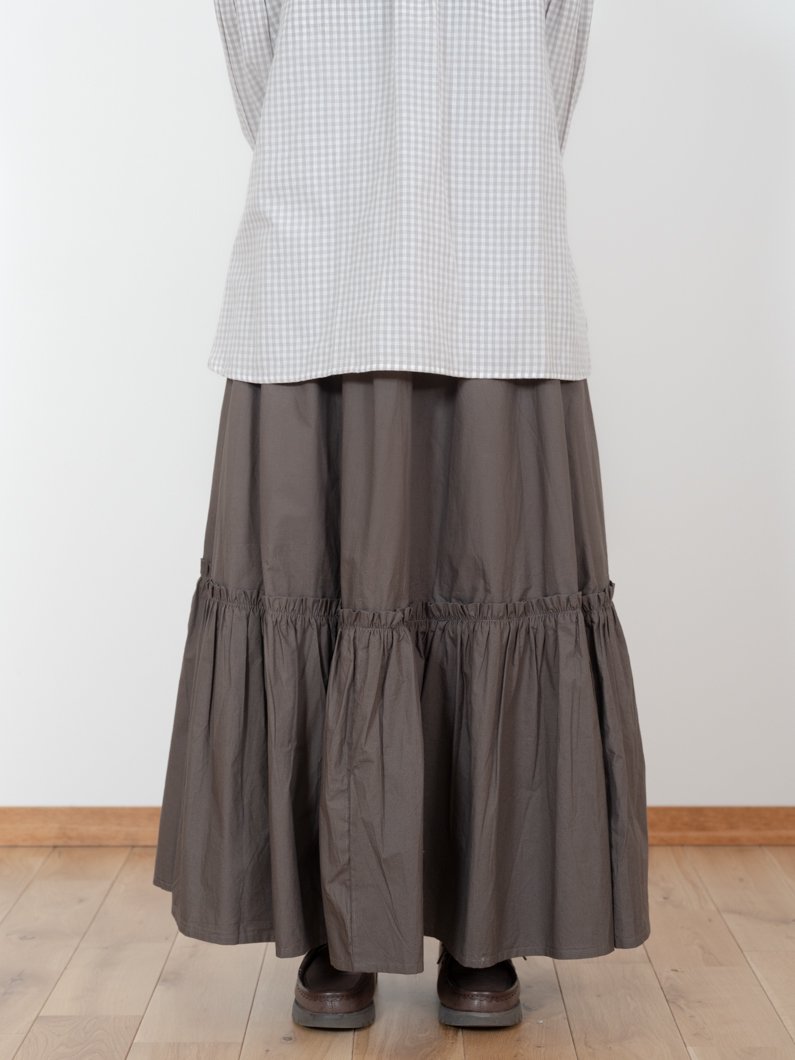 Tiered skirt CHARCOAL | フレアロングスカート - KEY MEMORY Tiered skirt CHARCOAL | フレアロングスカート - KEY MEMORY