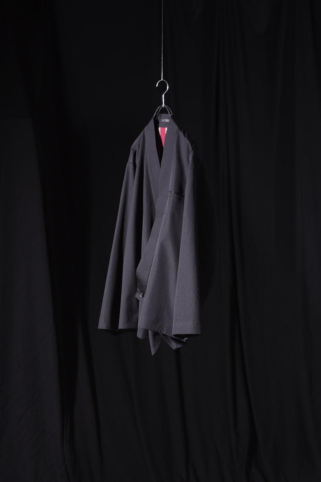 Wool Gabardine KIMONO Drape Jacket - BISHOOL Wool Gabardine KIMONO Drape Jacket - BISHOOL