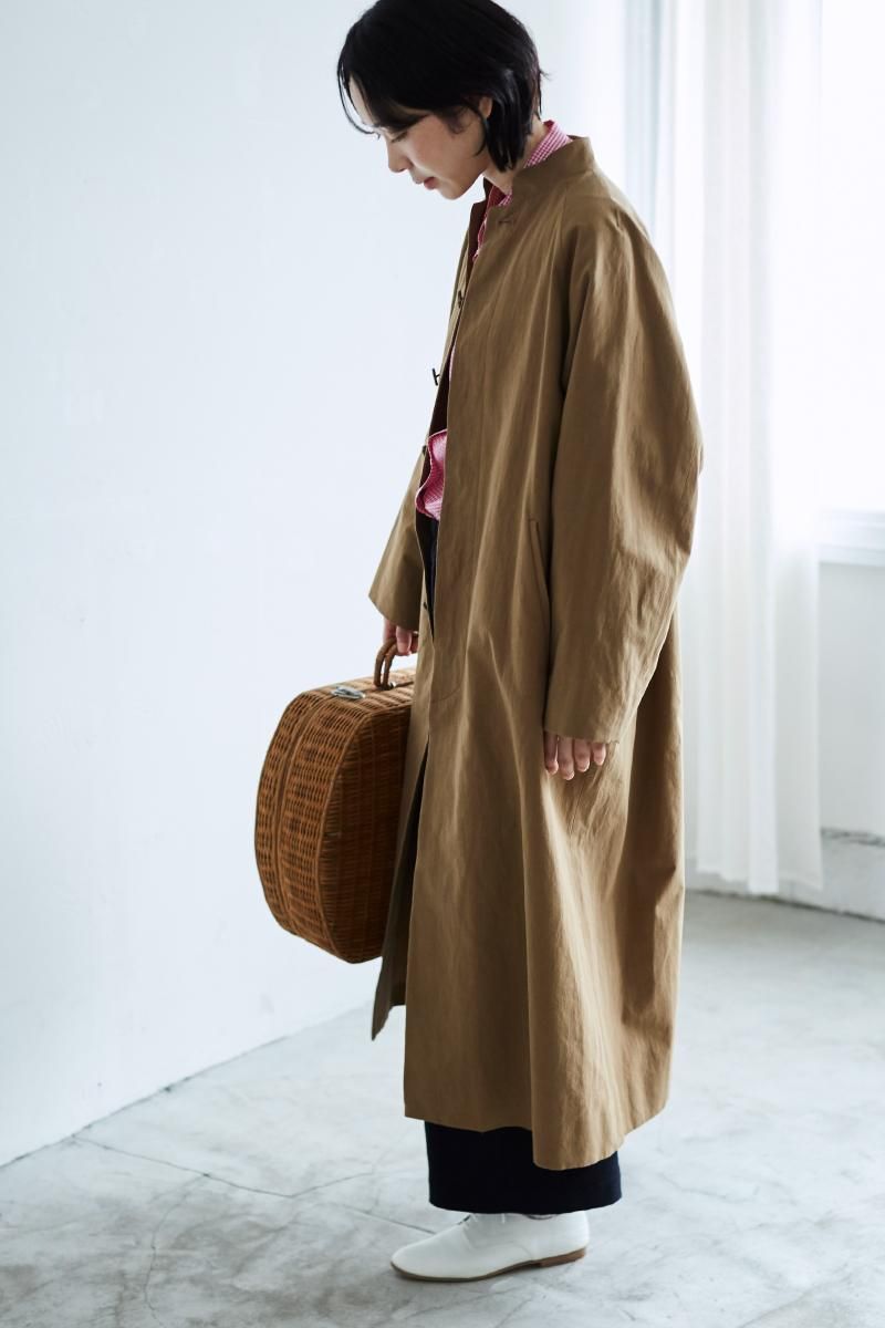 cotton-hemp stand collar coat / beige - atelier naruse cotton-hemp stand collar coat / beige - atelier naruse