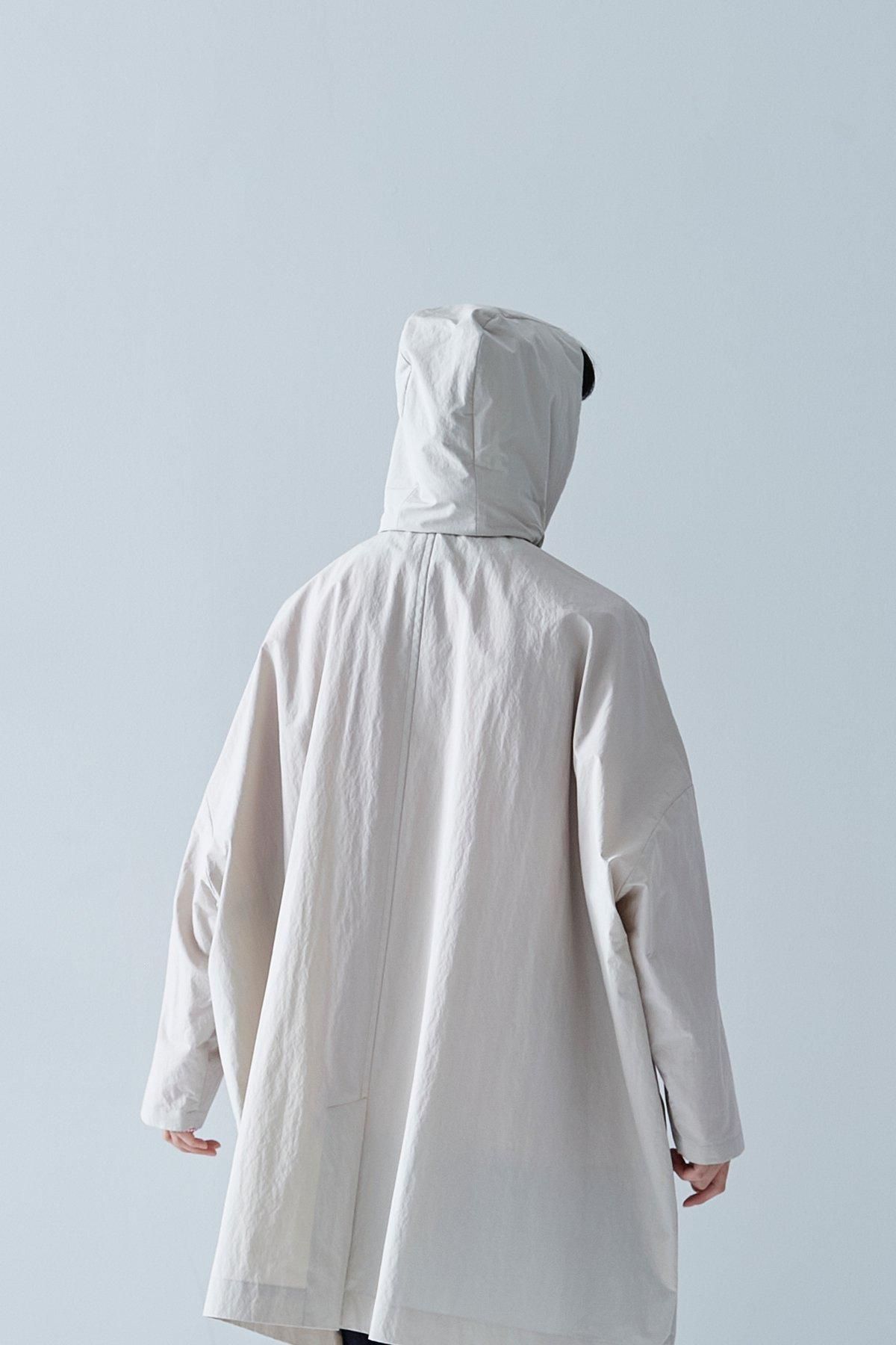 cotton nylon taffeta hooded coat / silky gray - atelier cotton nylon taffeta hooded coat / silky gray - atelier