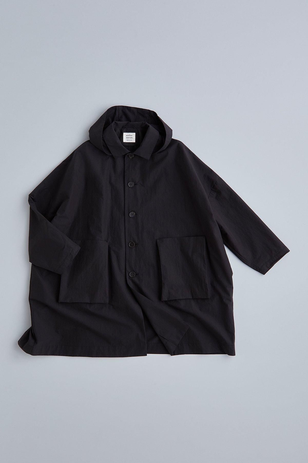 cotton nylon taffeta hooded coat / black - atelier naruse cotton nylon taffeta hooded coat / black - atelier naruse