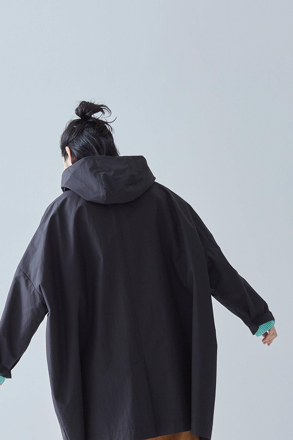 cotton nylon taffeta hooded coat / black - atelier naruse cotton nylon taffeta hooded coat / black - atelier naruse