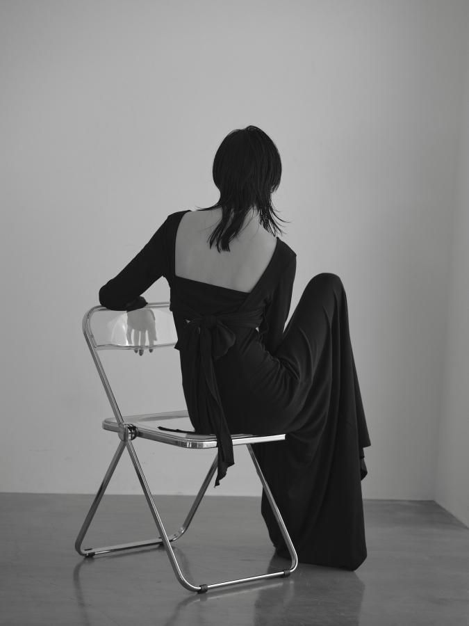 BASIC~ Back Ribbon Dress - ROSARYMOON OFFICIAL WEB STORE BASIC~ Back Ribbon Dress - ROSARYMOON OFFICIAL WEB STORE
