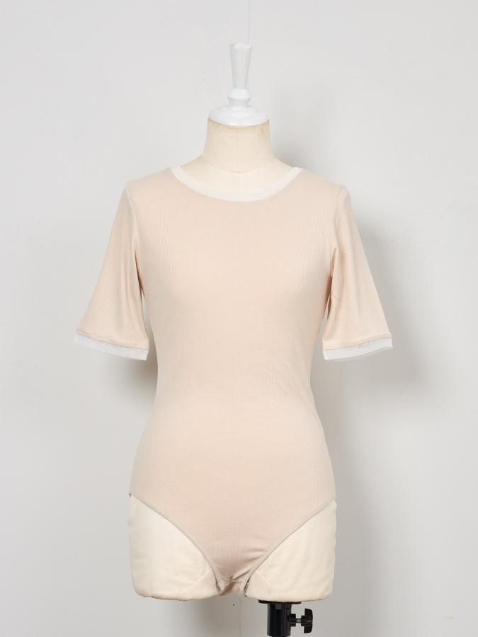 Tulle Trim Rib Leotard - ROSARYMOON OFFICIAL WEB STORE Tulle Trim Rib Leotard - ROSARYMOON OFFICIAL WEB STORE
