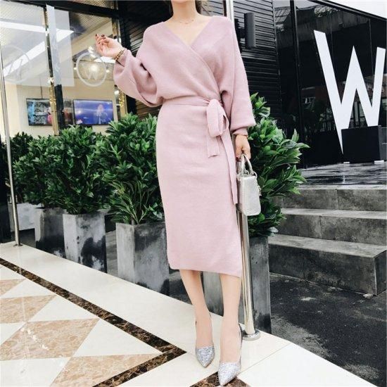 ワンピース|ニットワンピース|カシュクール|大人可愛い ワンピース|ニットワンピース|カシュクール|大人可愛い