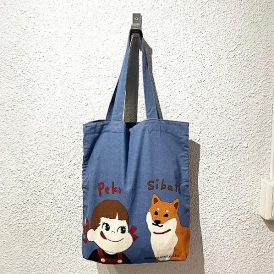 ペコちゃん ペコとしばた A4トートバッグ (ネイビー) ペコちゃん ペコとしばた A4トートバッグ (ネイビー)