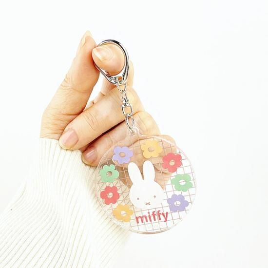 miffy ミッフィー スライドキーホルダー ポップ柄 フラワー miffy ミッフィー スライドキーホルダー ポップ柄 フラワー