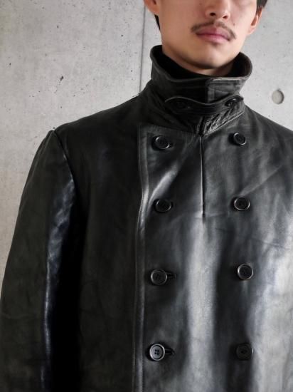 1950's Euro Vintage Double-Breasted Leather Car-Coat 1950's Euro Vintage Double-Breasted Leather Car-Coat