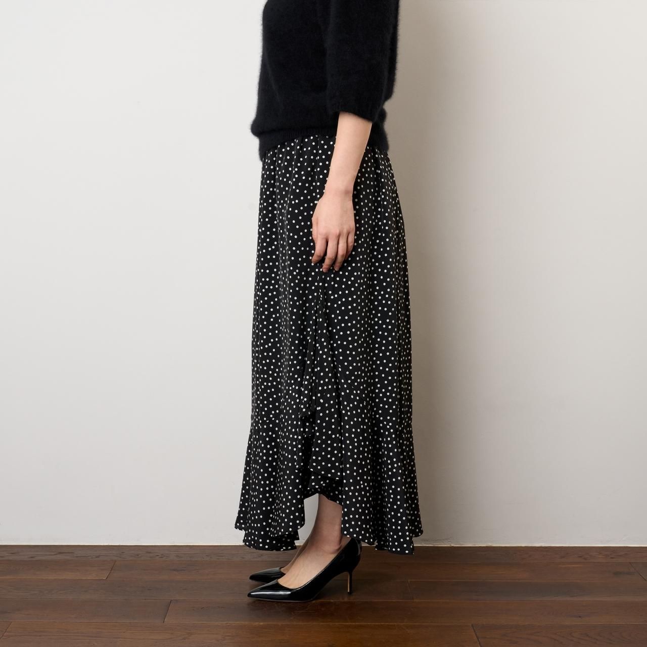 Pale Jute polka dot skirt「Circus Night」black × white Pale Jute polka dot skirt「Circus Night」black × white
