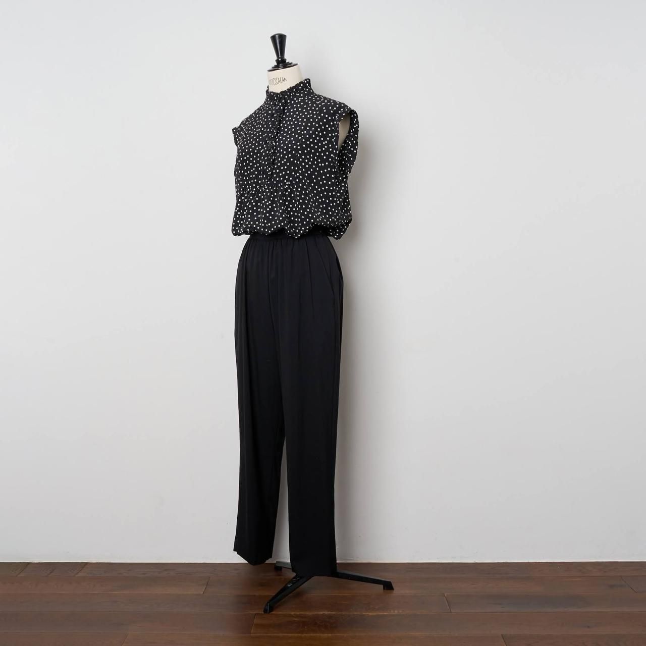 Pale Jute polka dot band sleeve blouse black × white - Pale Jute Pale Jute polka dot band sleeve blouse black × white - Pale Jute