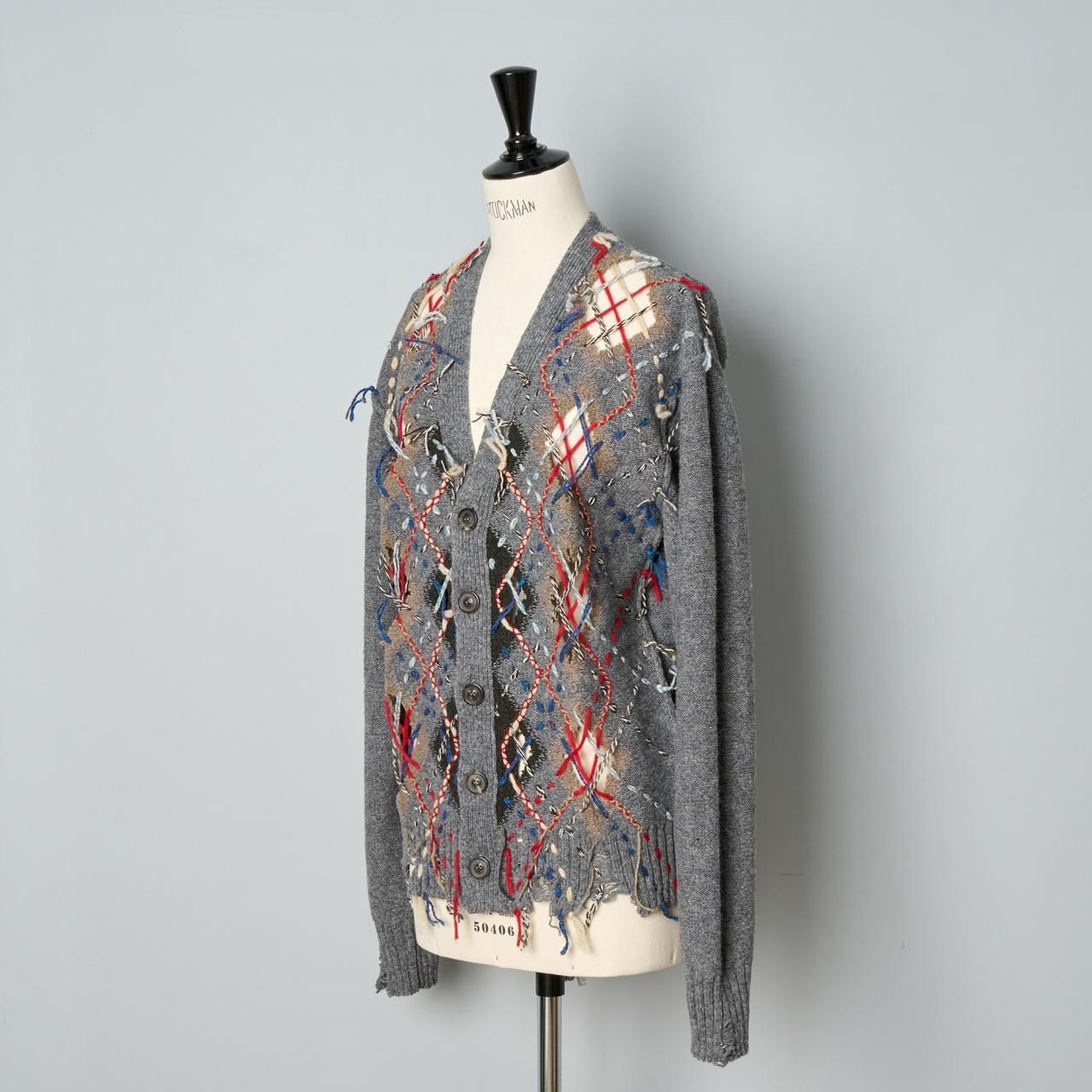 Maison Margiela PARIS カットアウトニットカーディガングレー Maison Margiela PARIS カットアウトニットカーディガングレー