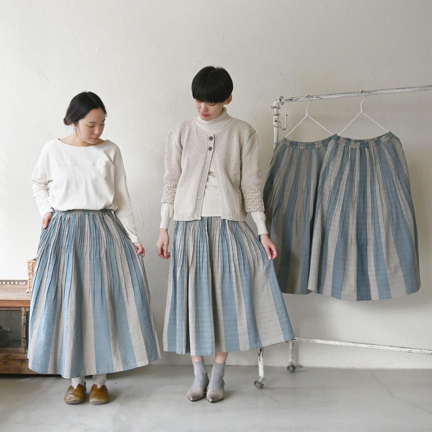 PTM 手織草木染ピンタックスカート - 【シサム工房 公式 PTM 手織草木染ピンタックスカート - 【シサム工房 公式