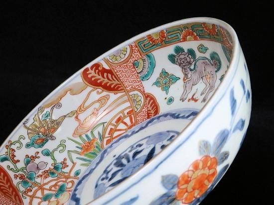 古伊万里 色絵 花鳥紋に獅子の図 深鉢 古伊万里 色絵 花鳥紋に獅子の図 深鉢