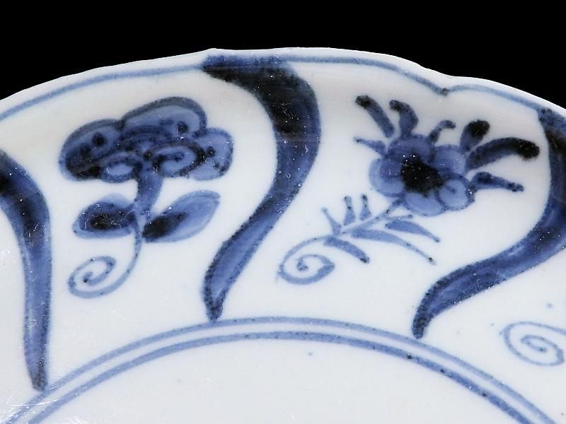 古伊万里 染付 なずな紋 霊芝紋図 6寸皿 古伊万里 染付 なずな紋 霊芝紋図 6寸皿