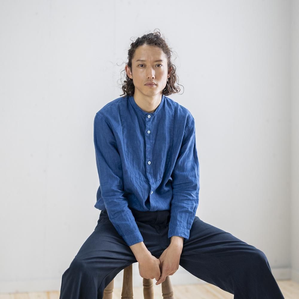 切替シャツ リネン 藍染・墨染・泥藍染 | 宝島染工公式通販 切替シャツ リネン 藍染・墨染・泥藍染 | 宝島染工公式通販