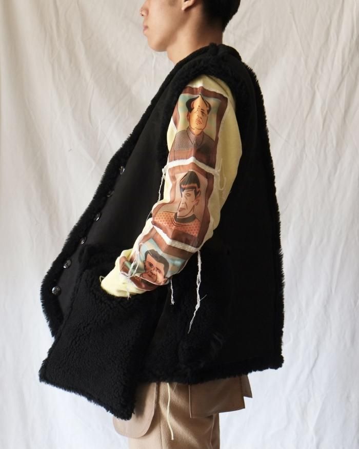 Midorikawa:Mouton Vest - BLACK - ORANN 通販サイト Midorikawa:Mouton Vest - BLACK - ORANN 通販サイト