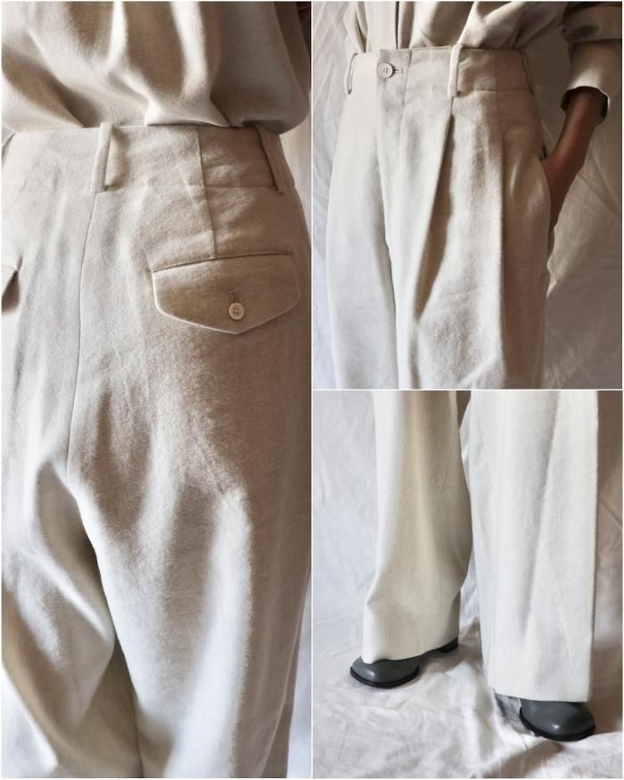 pelleq :W DOUBLE TUCK TROUSERS - FOG - ORANN 通販サイト pelleq :W DOUBLE TUCK TROUSERS - FOG - ORANN 通販サイト