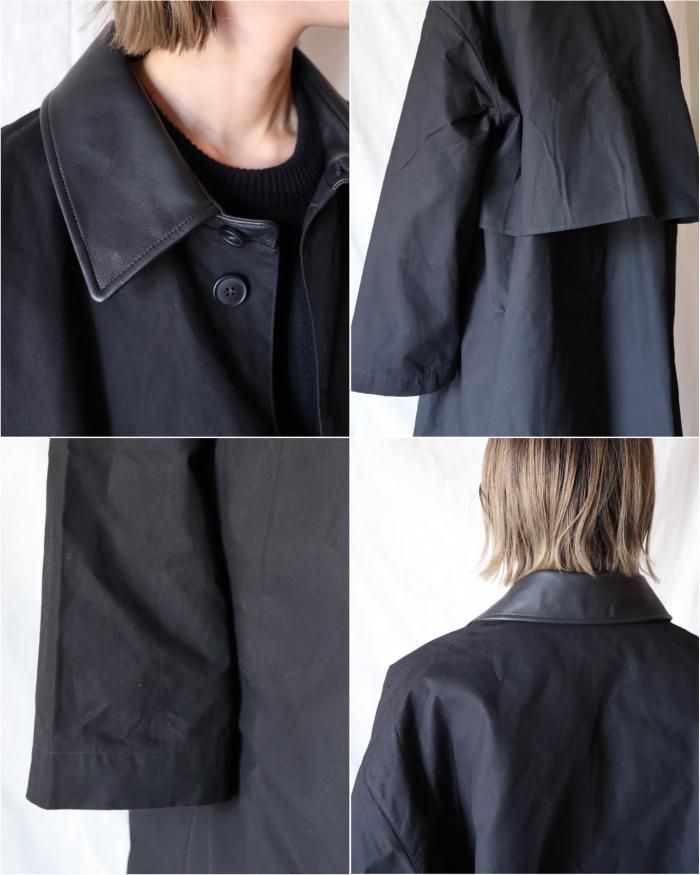 Cristaseya:OVERSIZED WATERREPELLENT TRENCH WITH LEATHER Cristaseya:OVERSIZED WATERREPELLENT TRENCH WITH LEATHER