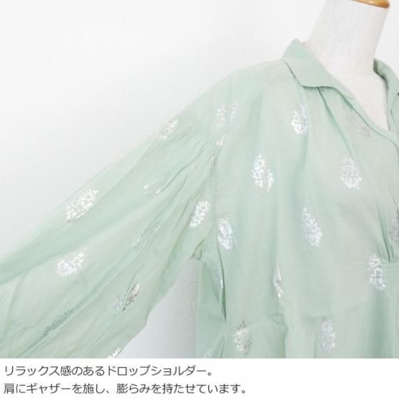ne Quittez pas (ヌキテパ) ブラウス 箔フラワープリント 長袖 ne Quittez pas (ヌキテパ) ブラウス 箔フラワープリント 長袖