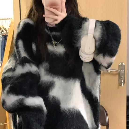ニット レディース セーター ゼブラ柄 長袖 オーバーサイズ ニット レディース セーター ゼブラ柄 長袖 オーバーサイズ
