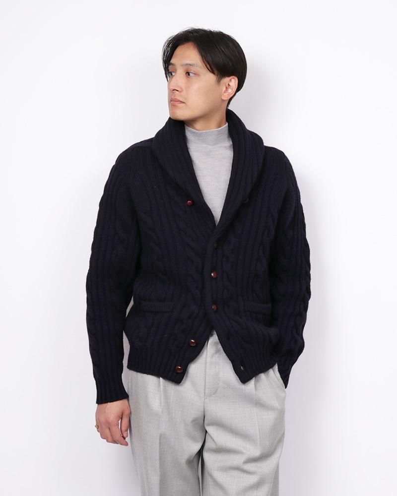 ケーブル編みショールカラーカーディガン 031-2421515|William ケーブル編みショールカラーカーディガン 031-2421515|William