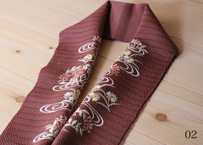 半衿 手刺繍 夏 花柄 絽 ちりめん - 京都富小路の和装小物専門店 半衿 手刺繍 夏 花柄 絽 ちりめん - 京都富小路の和装小物専門店