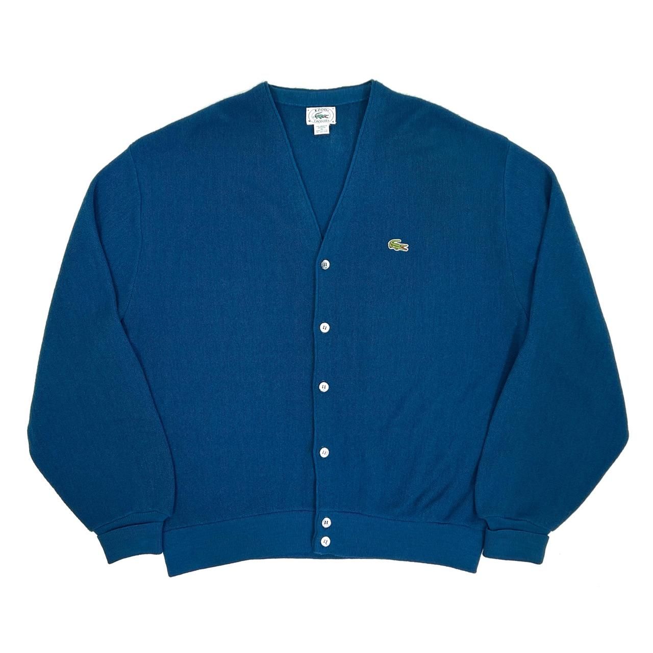 1980s LACOSTE IZOD Acrylic knit cardigan XL MADE IN USA Navy - MISSION WEB STORE