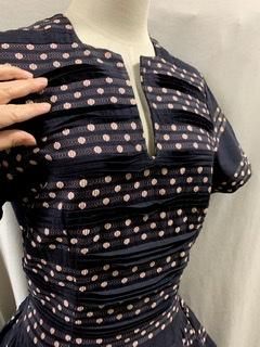 50s 黒 ピンク 水玉 ワンピース ドット ピンタック コットン 50s 黒 ピンク 水玉 ワンピース ドット ピンタック コットン