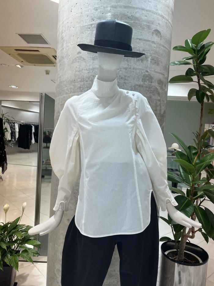 Mame Kurogouchi / マメクロゴウチ】Crepe Cotton High Neck Blouse Mame Kurogouchi / マメクロゴウチ】Crepe Cotton High Neck Blouse