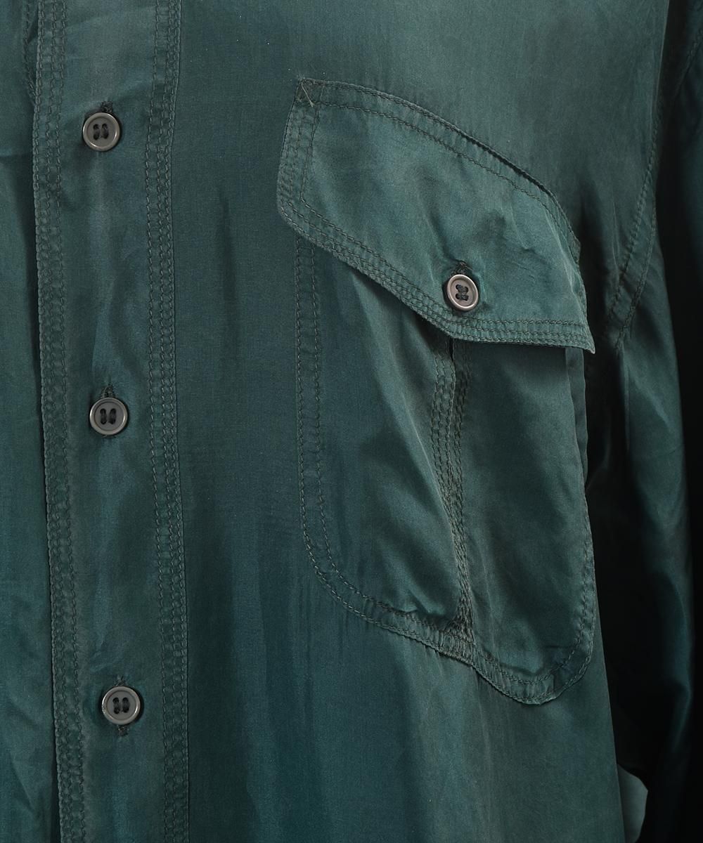 Big Silhouette Green Silk Shirt|グリーン系 ビッグサイズ Big Silhouette Green Silk Shirt|グリーン系 ビッグサイズ