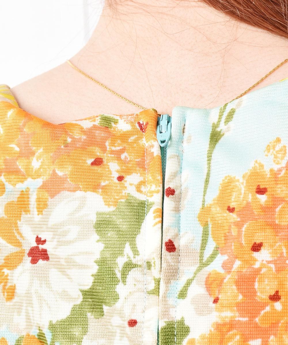 70'S 花柄ノースリーブワンピース ロケットタロン ミント 70'S 花柄ノースリーブワンピース ロケットタロン ミント