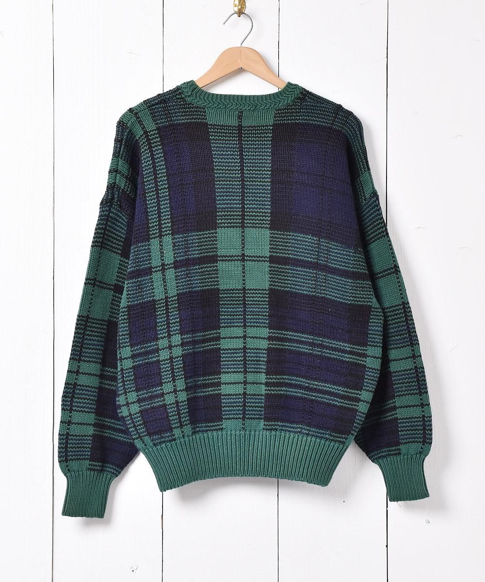 nautica」ワイドチェック コットンニットセーター - 古着屋 nautica」ワイドチェック コットンニットセーター - 古着屋