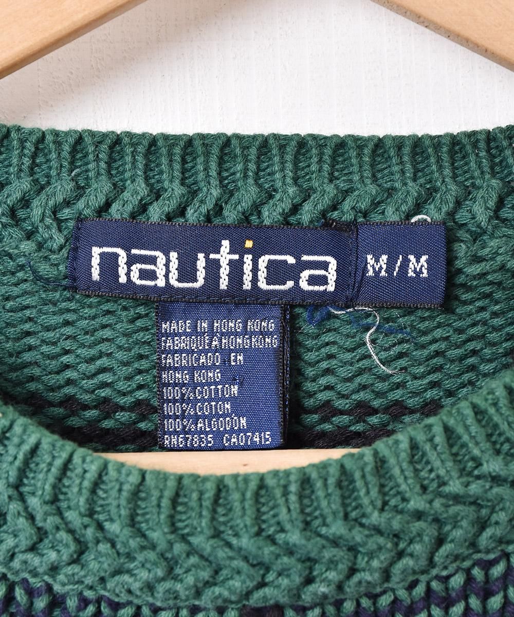 nautica」ワイドチェック コットンニットセーター - 古着屋 nautica」ワイドチェック コットンニットセーター - 古着屋