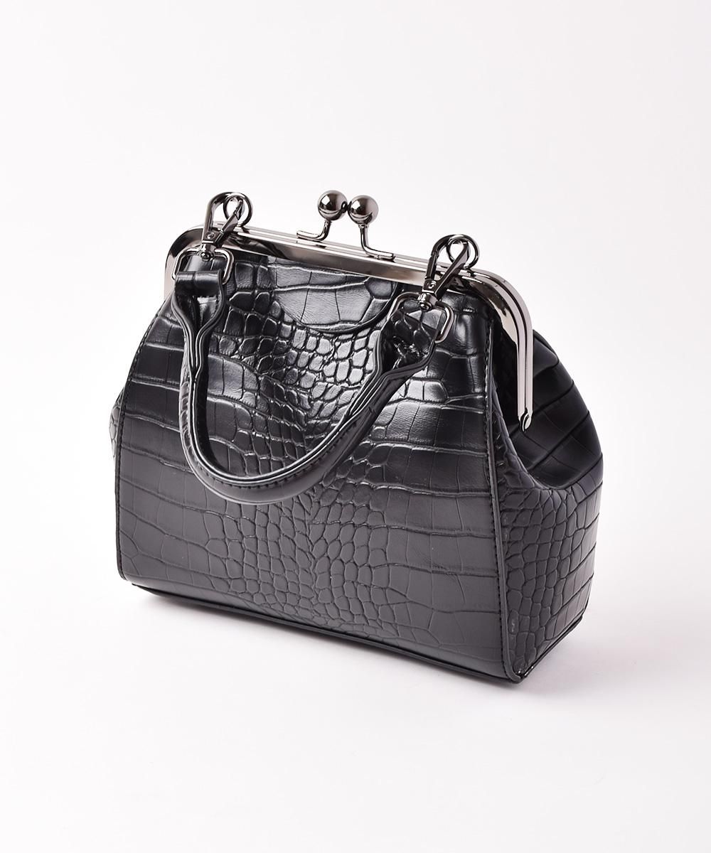 クロコPU がま口 2wayバッグ - 古着屋グレープフルーツ ムーン(Grapefruitmoon)Onlineshop