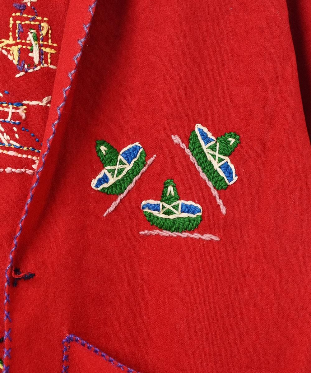 メキシコ製 刺繍ウールジャケット - 古着屋グレープフルーツ メキシコ製 刺繍ウールジャケット - 古着屋グレープフルーツ