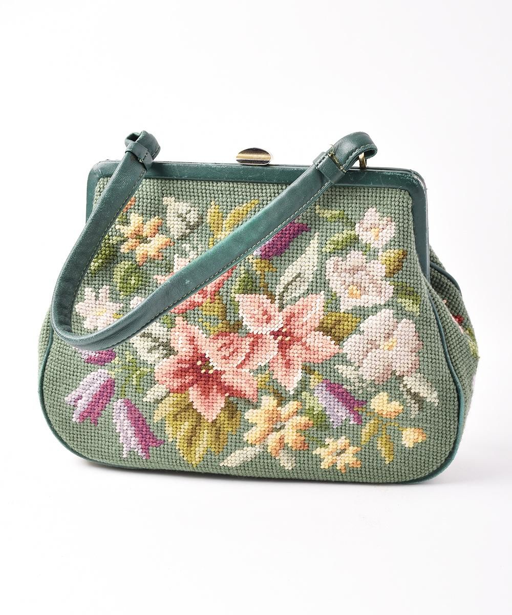 60's ゴブラン 刺繍 ハンドバッグ - 古着屋グレープフルーツ 60's ゴブラン 刺繍 ハンドバッグ - 古着屋グレープフルーツ
