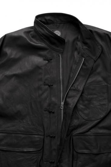 Porter Classic - LEATHER CHINESE JACKET - BLACK - ポーター Porter Classic - LEATHER CHINESE JACKET - BLACK - ポーター