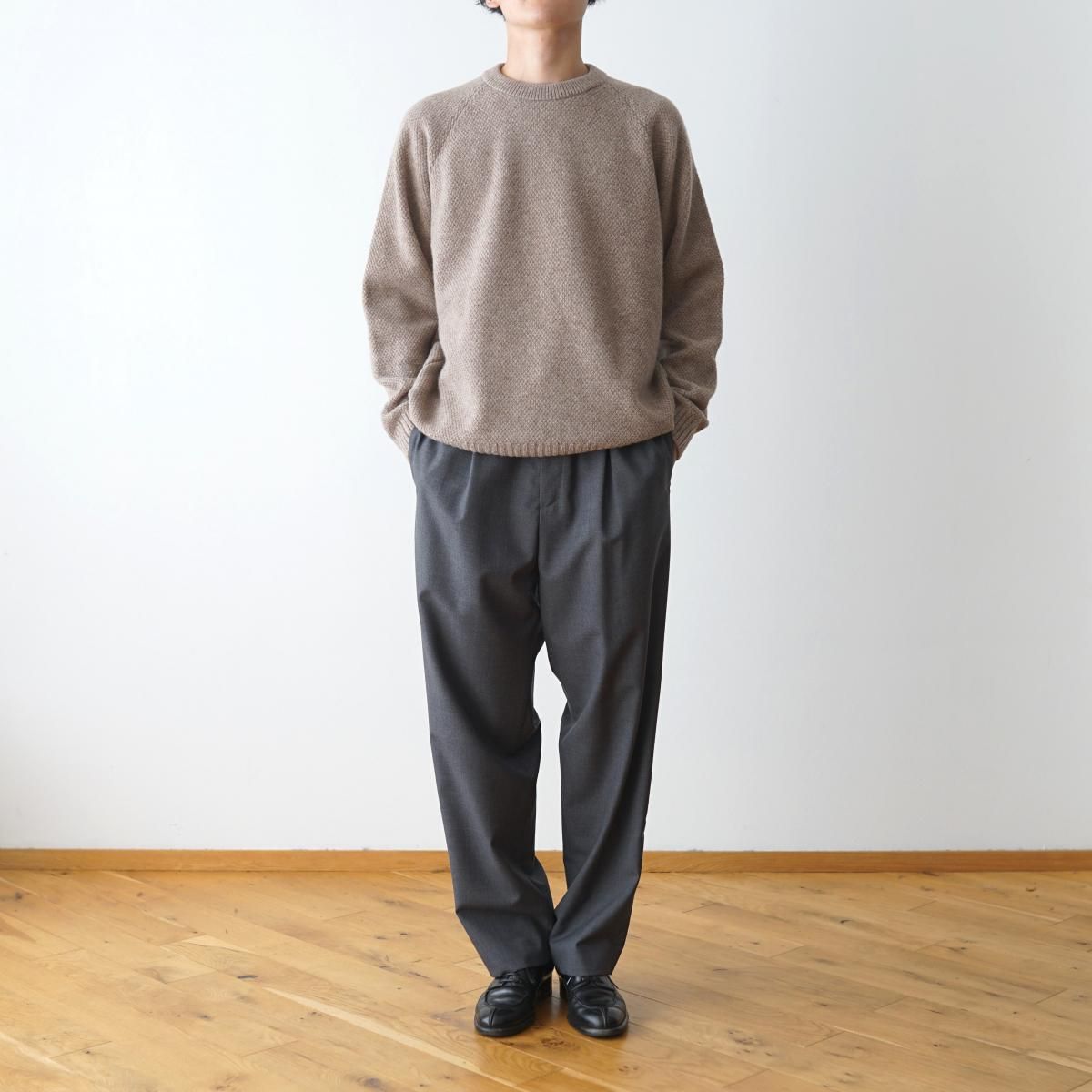 ATON エイトン】 WOOL TROPICAL TAPERED EASY PANTS - TOP GRAY ATON エイトン】 WOOL TROPICAL TAPERED EASY PANTS - TOP GRAY