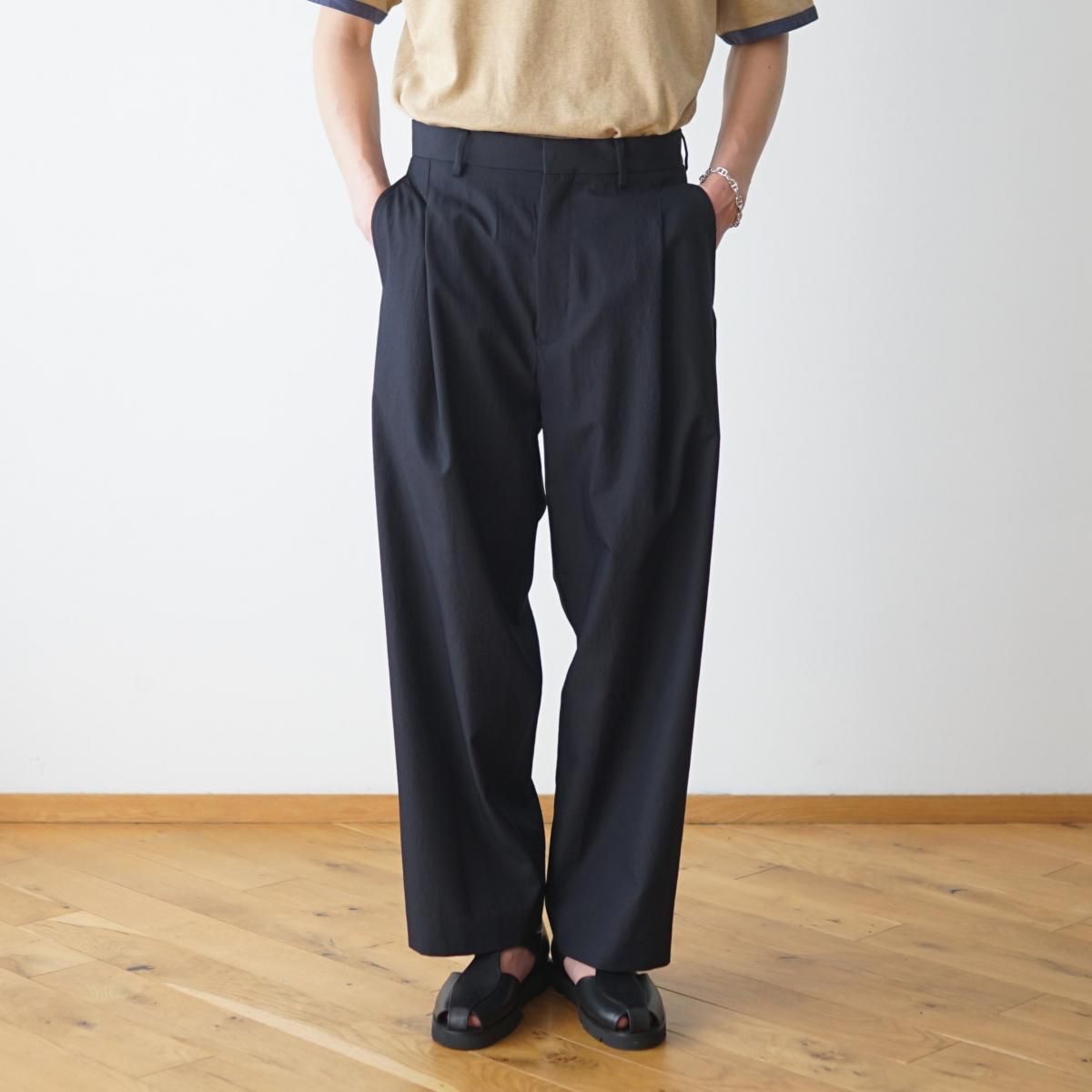 URU / ウル】 POLYESTER | 1 TUCK PANTS - D.NAVY / PARK ONLINE URU / ウル】 POLYESTER | 1 TUCK PANTS - D.NAVY / PARK ONLINE