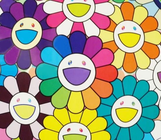 村上隆「お花ボール~マルチカラー」絵画 額付 版画 村上隆「お花ボール~マルチカラー」絵画 額付 版画