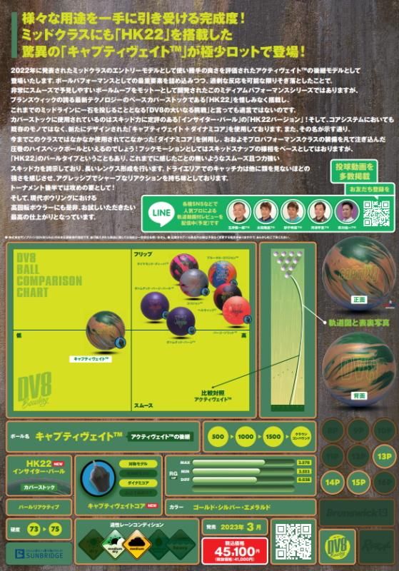 ミッドクラスにも「HK22」を搭載】DV8 キャプティヴェイト ミッドクラスにも「HK22」を搭載】DV8 キャプティヴェイト
