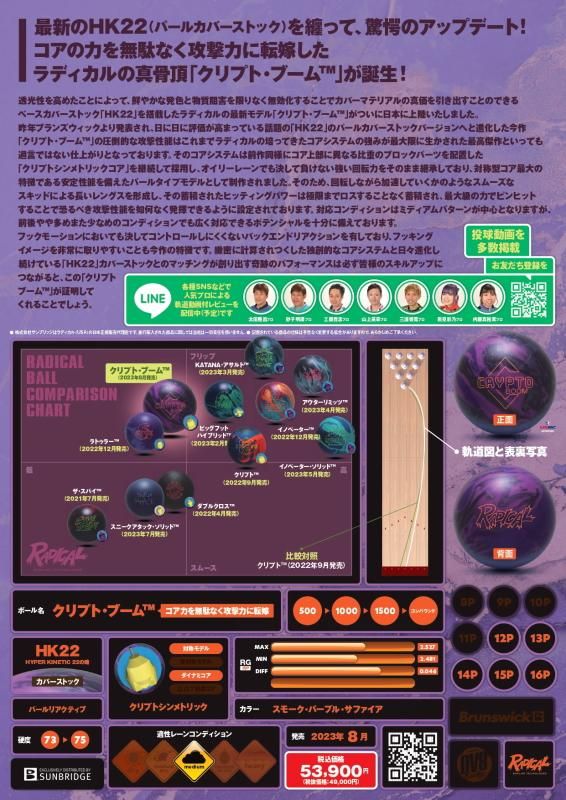 【最新のHK22を纏って驚異のアップデート】ラディカル クリプトブーム- ボウリングボール、国内最大級の品揃え！ N＆KプロショップP1【公式通販】